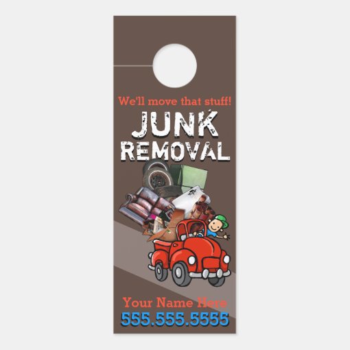Junk Removal Garbage Hauling Red Pickup Door Hanger | Zazzle