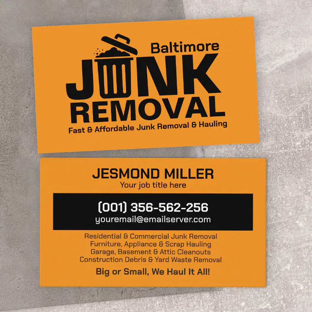 Junk Removal & Hauling Business Card | Zazzle
