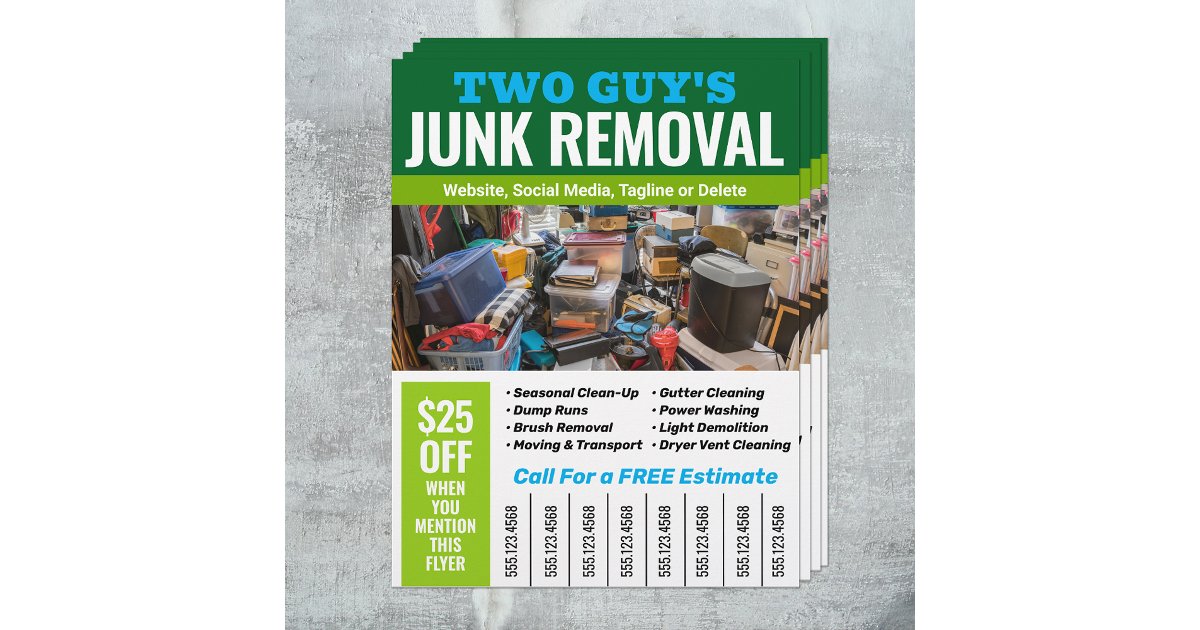 Junk Removal Phone Number Flyer | Zazzle