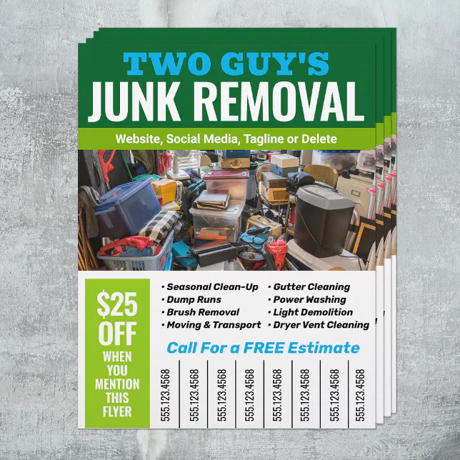 Junk Removal Phone Number Flyer | Zazzle