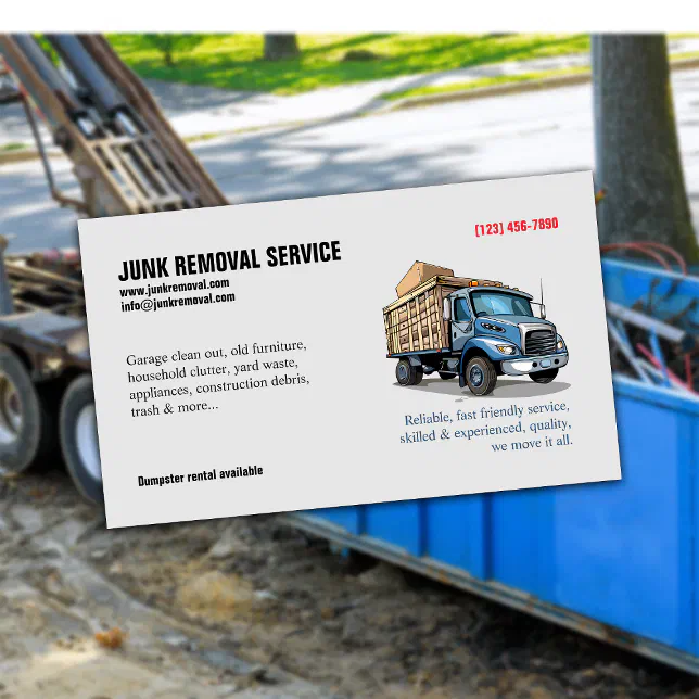 Junk Removal Service Business Card | Zazzle