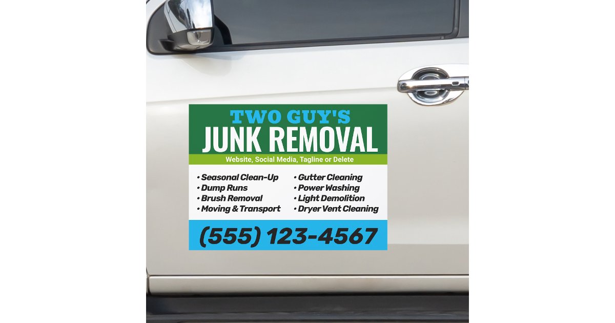 Junk Removal & Waste Hauling Car Magnet | Zazzle