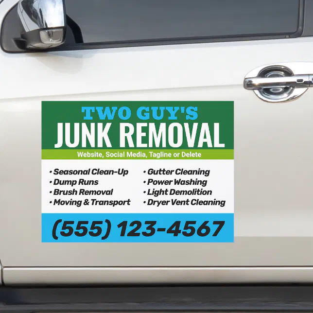 Junk Removal & Waste Hauling Car Magnet | Zazzle