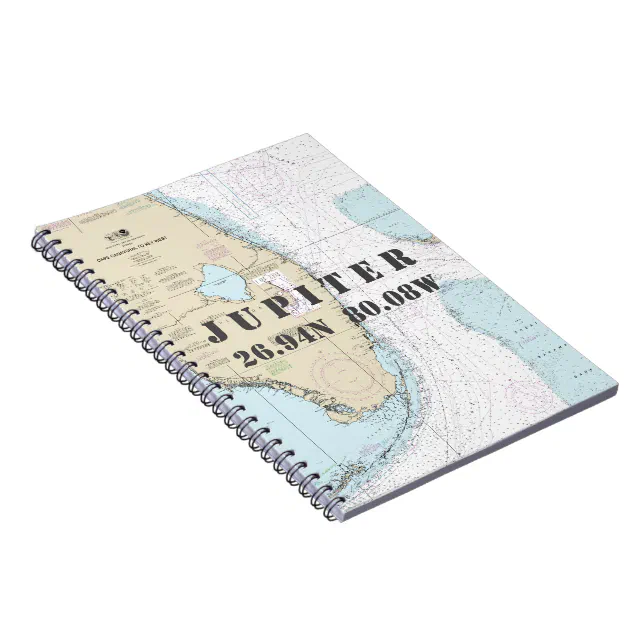 Jupiter FL Latitude Longitude Nautical Chart Notebook | Zazzle