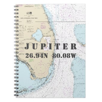 Jupiter FL Latitude Longitude Nautical Chart Notebook | Zazzle