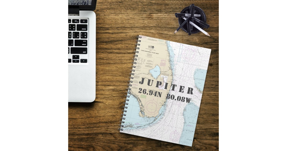 Jupiter FL Latitude Longitude Nautical Chart Notebook | Zazzle