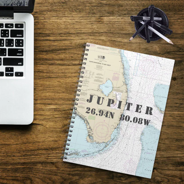 Jupiter FL Latitude Longitude Nautical Chart Notebook | Zazzle