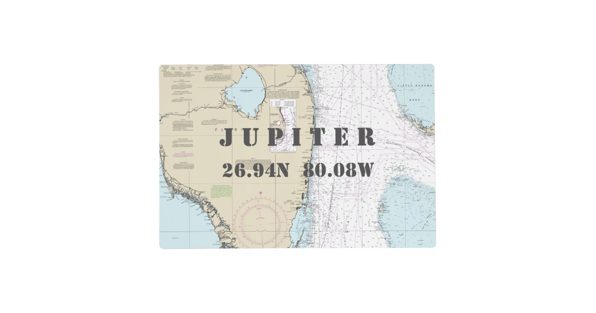 Jupiter, Florida Latitude Longitude Nautical Chart Placemat | Zazzle
