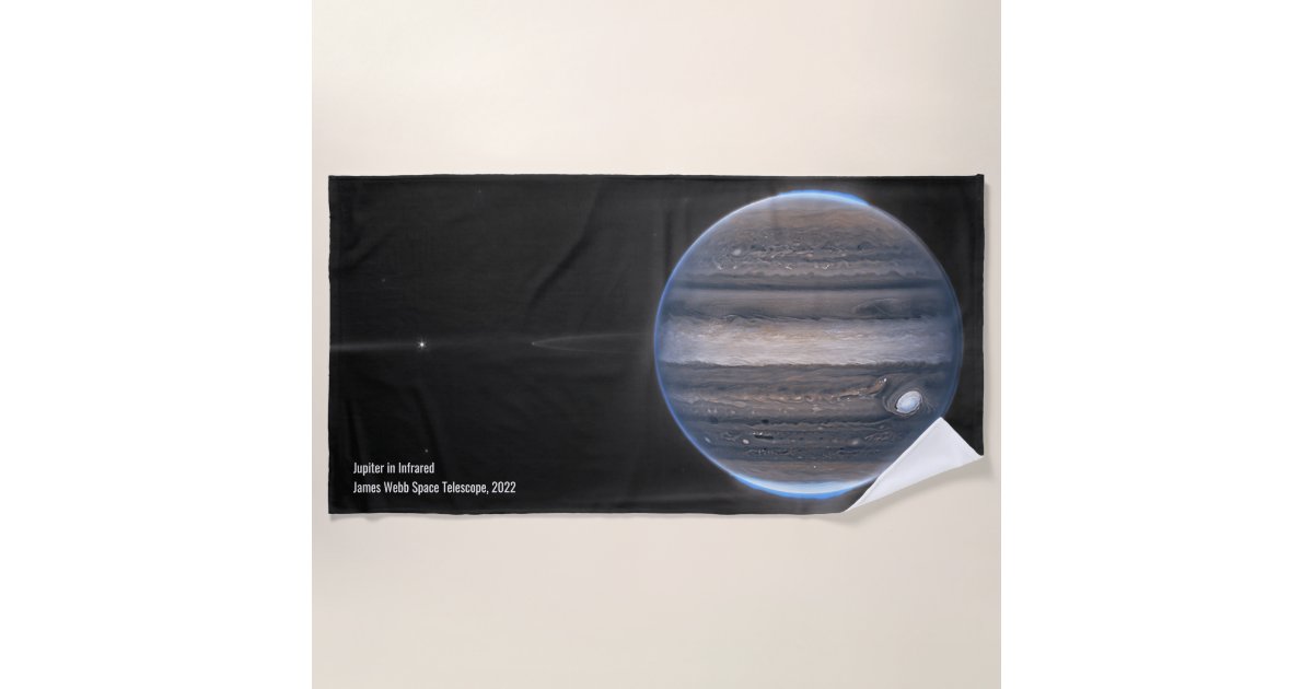 Jupiter in Infrared, James Webb Space Telescope Beach Towel | Zazzle