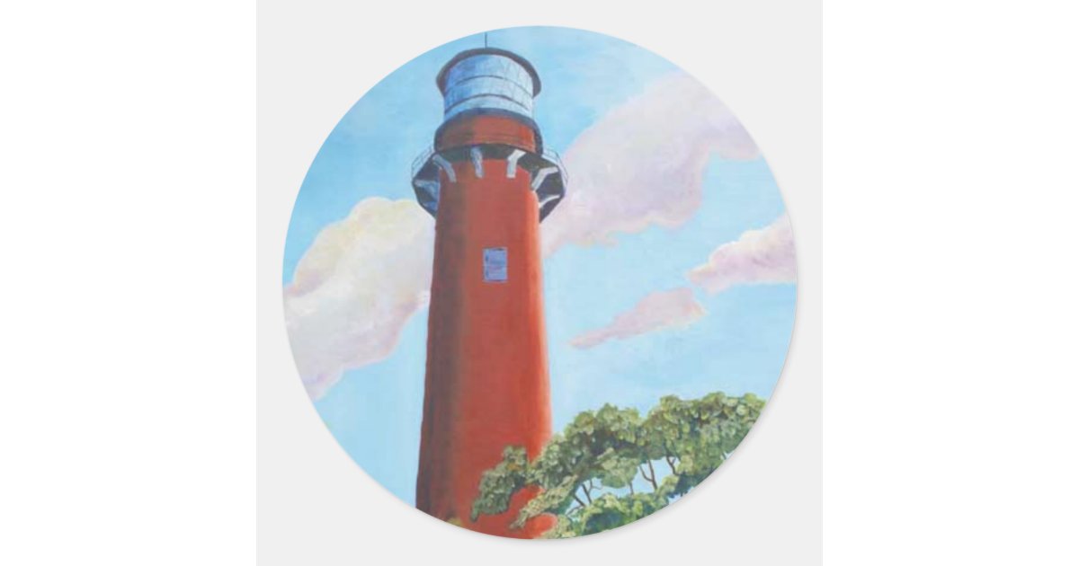 Jupiter Lighthouse Classic Round Sticker | Zazzle