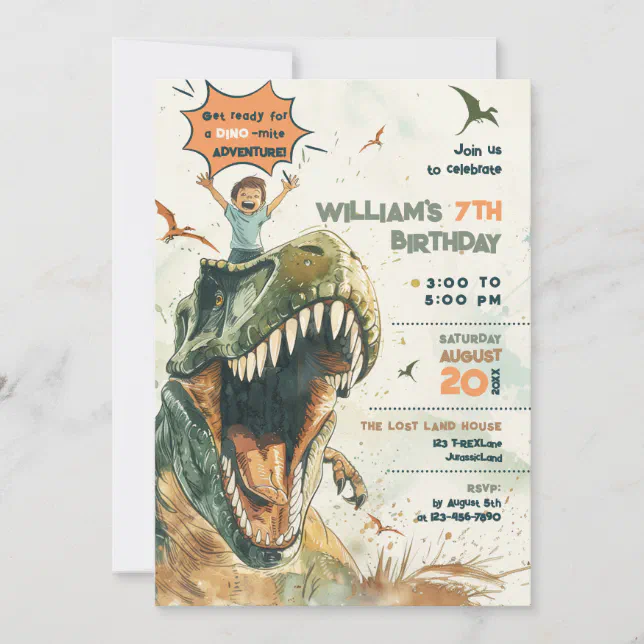 Jurassic Dino Ride 2 Birthday Party Invitation | Zazzle
