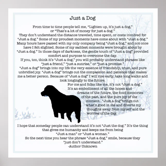 Just A Dog Quote - Black Labrador - Dog Lover Poem Poster | Zazzle