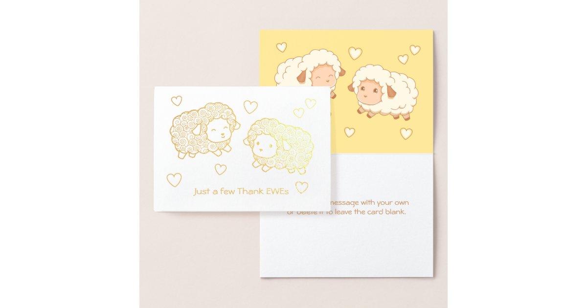 Just a few Thank Ewes (Thank Yous) Sheep Foil Card | Zazzle