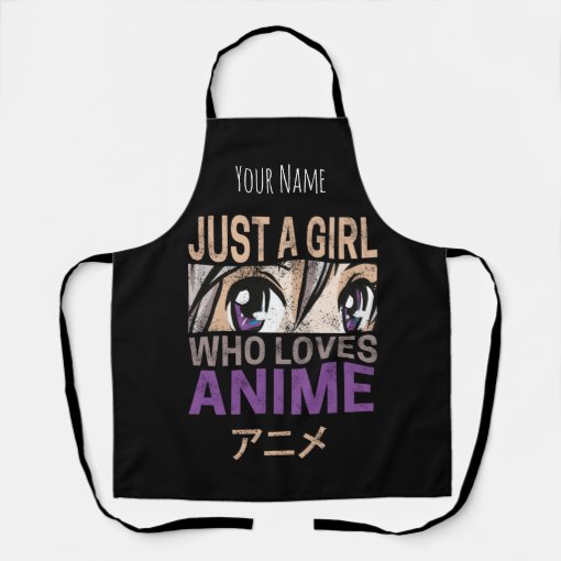 Just a Girl Who Loves Anime Vintage Manga Kawaii Apron | Zazzle