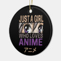 Just a Girl Who Loves Anime Vintage Manga Kawaii Ceramic Ornament | Zazzle