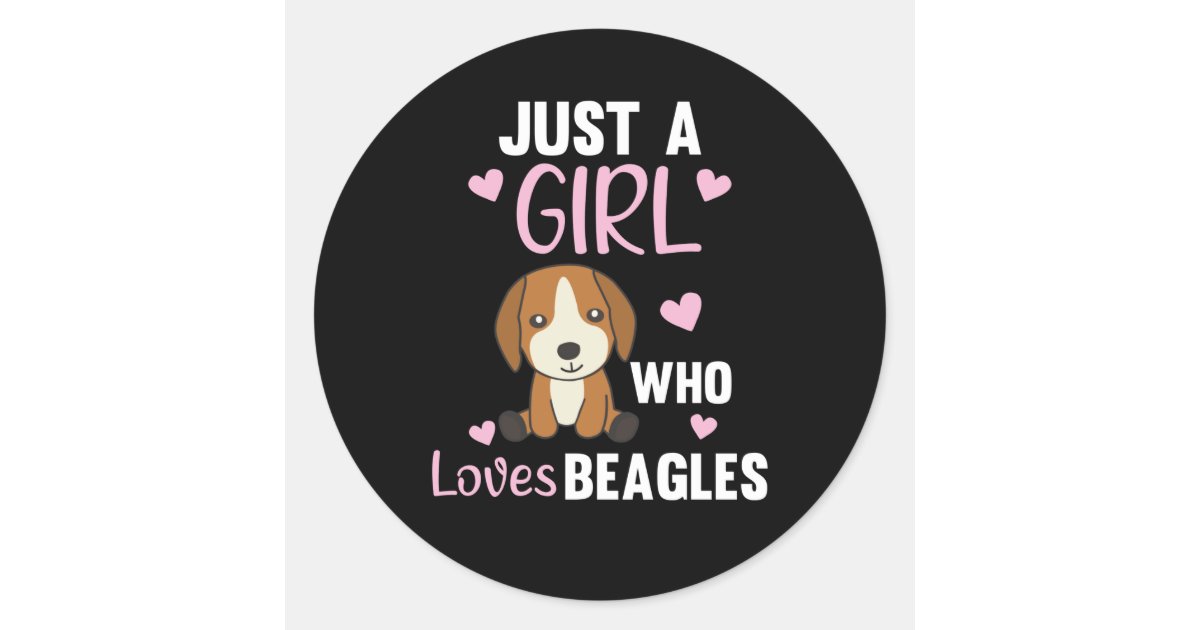 Just A Girl Who Loves Beagles Kawaii Dog Beagle Classic Round Sticker | Zazzle