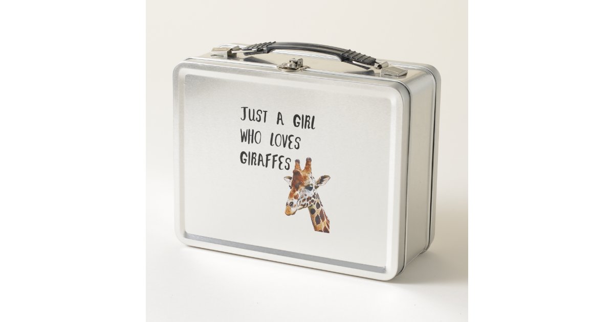 Just A Girl Who Loves Giraffes Cute Animal Giraffe Metal Lunch Box | Zazzle