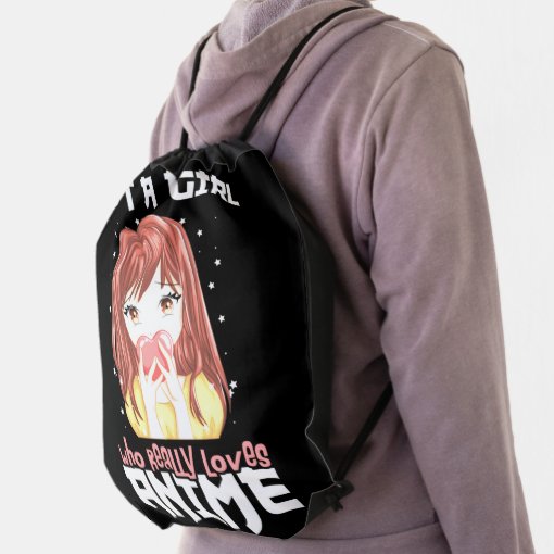Just A Girl Who Really Loves Anime Drawstring Bag | Zazzle