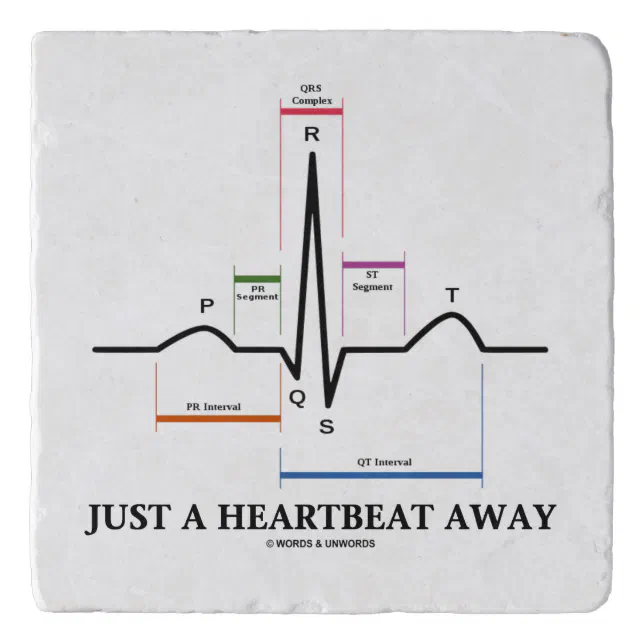 Just A Heartbeat Away Electrocardiogram EKG Humor Trivet | Zazzle