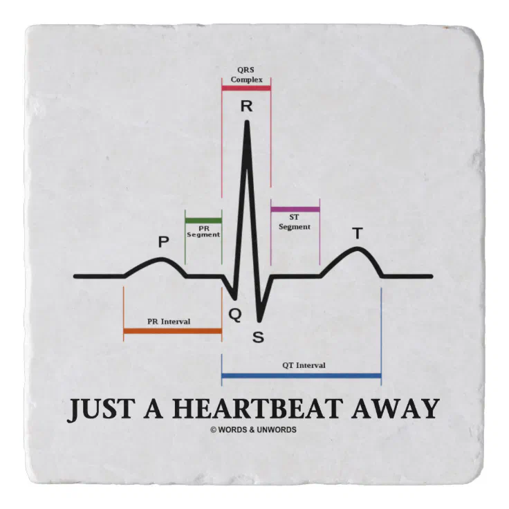 Just A Heartbeat Away Electrocardiogram EKG Humor Trivet | Zazzle