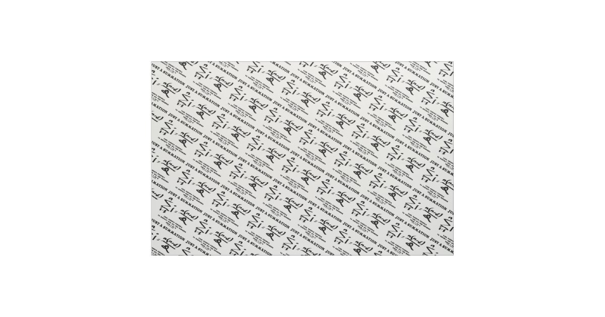 Just A Summation Math Equation Carl Gauss Formula Fabric | Zazzle