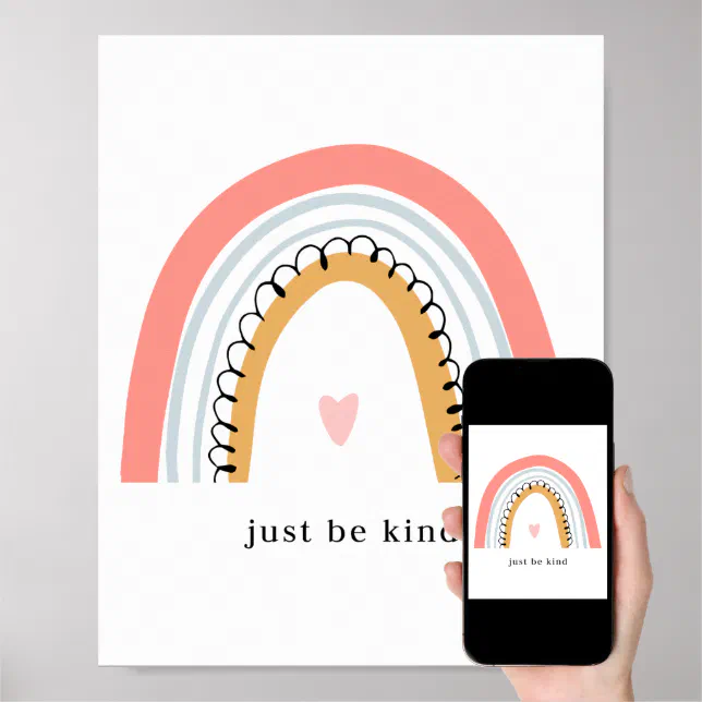 Just Be Kind Rainbow Poster | Zazzle