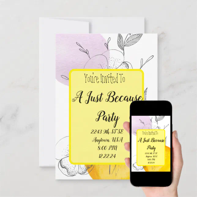Just Because Casual Invitation | Zazzle