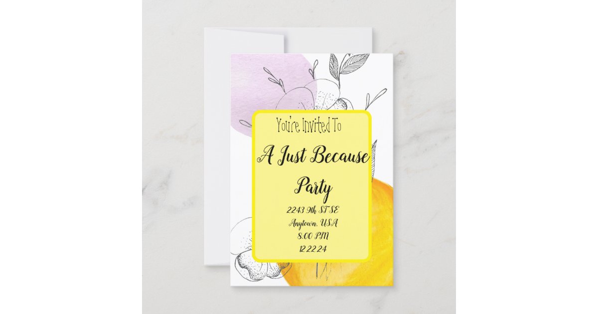 Just Because Casual Invitation | Zazzle
