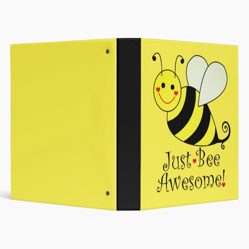 Just Bee Awesome Cute Yellow Bumble Bee 3 Ring Binder | Zazzle