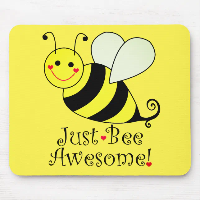 Just Bee Awesome Cute Yellow Bumble Bee Mouse Pad | Zazzle