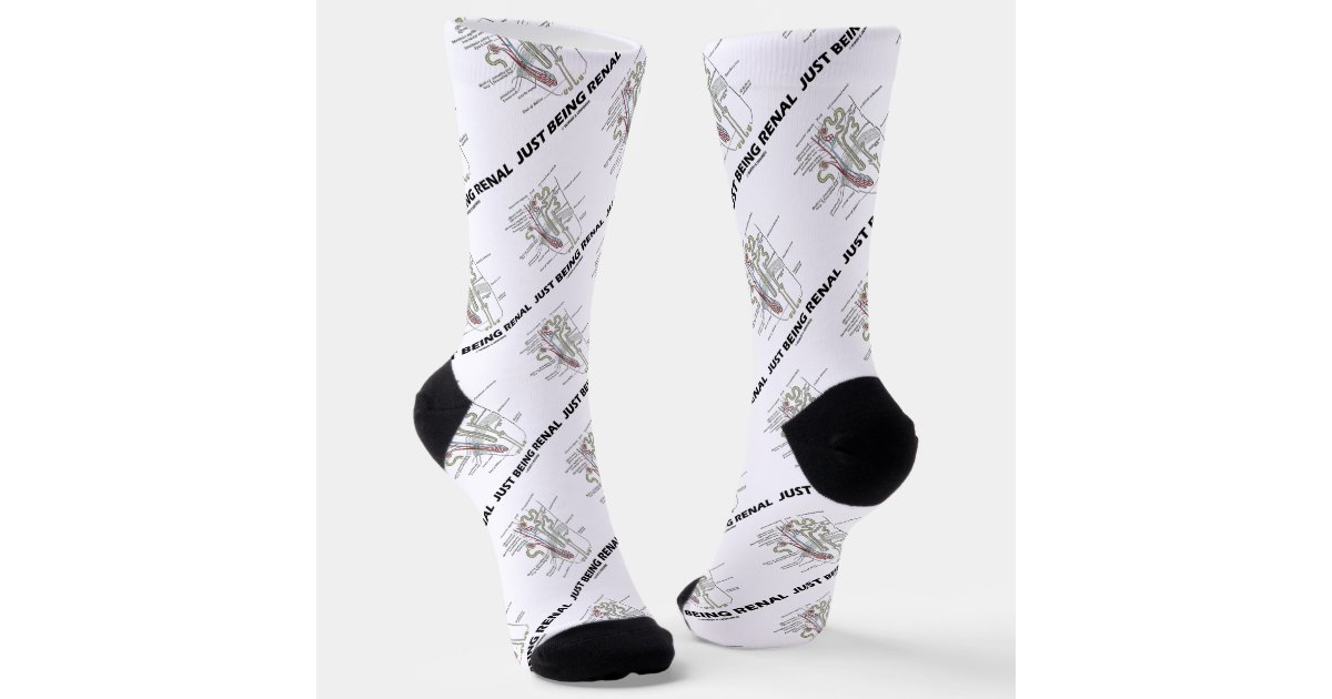 Just Being Renal Kidney Nephron Anatomy Humor Socks | Zazzle