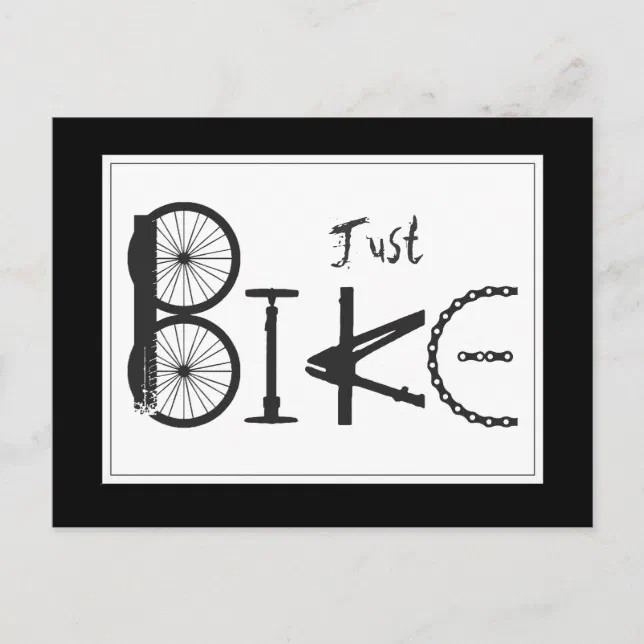 "Just Bike" Graffiti from Bike Parts & Tire Tracks Postcard | Zazzle