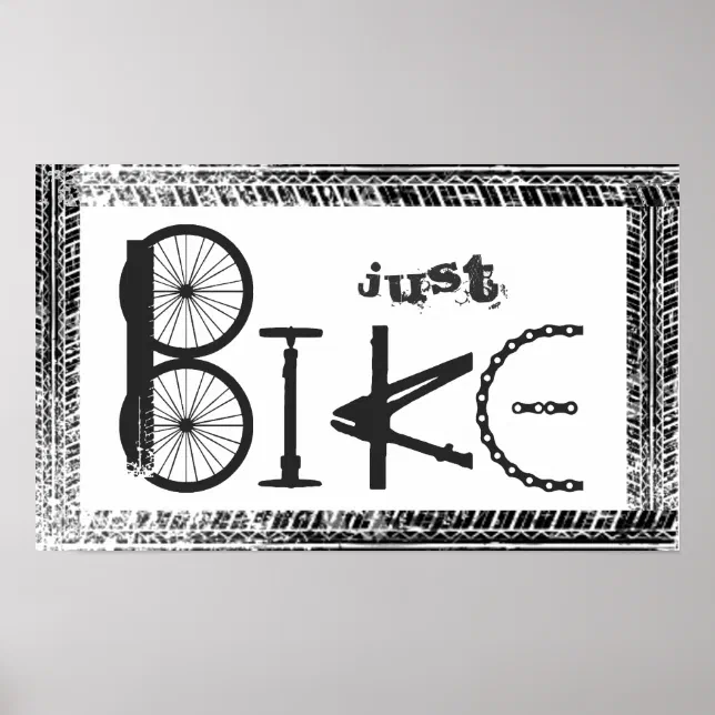 "Just Bike" Graffiti from Bike Parts & Tire Tracks Poster | Zazzle