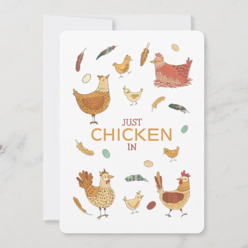 Just Checking In Hello Funny Hen Pun Cute Chickens Card | Zazzle