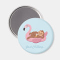 Just Chilling Sloth Pink Flamingo Float Magnet | Zazzle