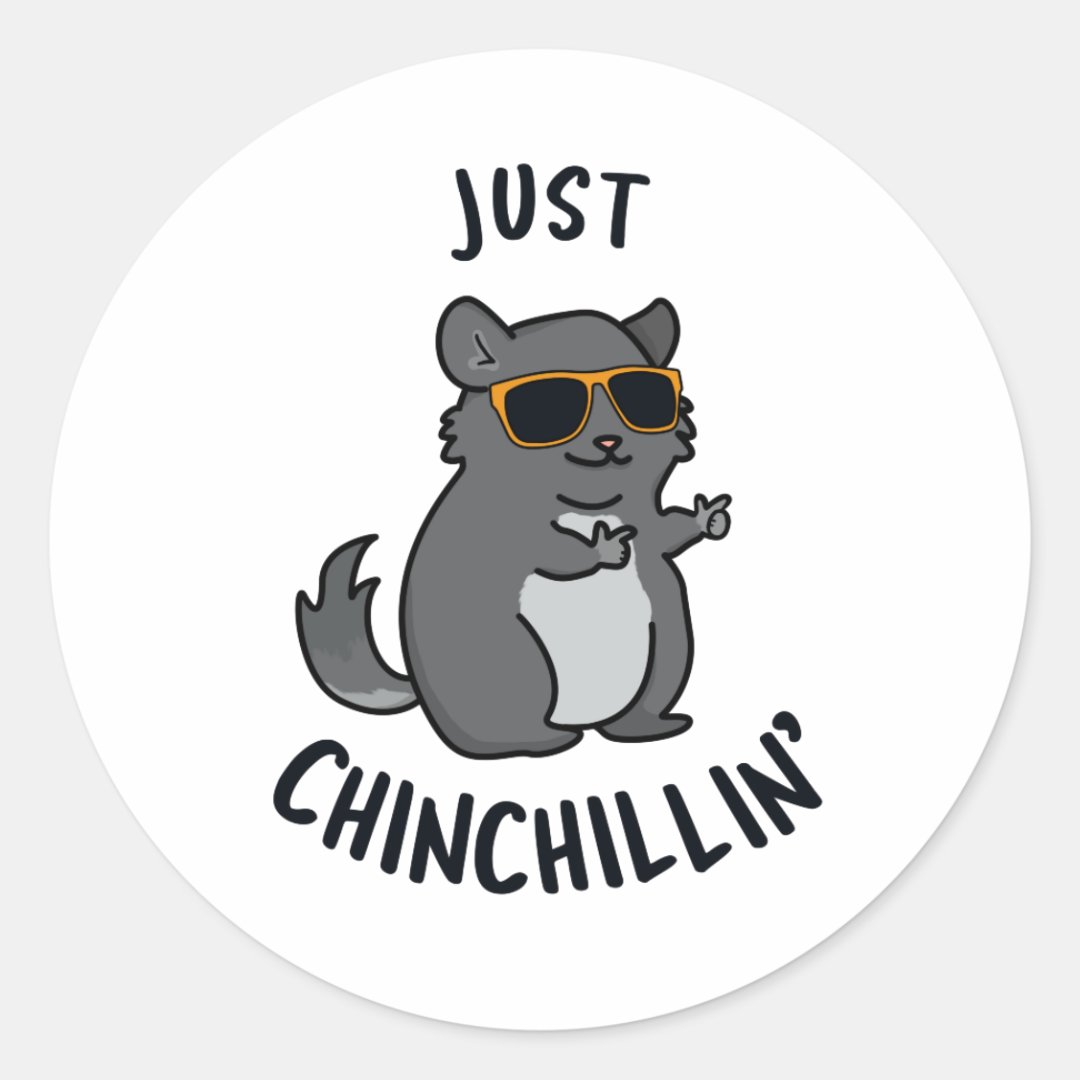 Just Chin-Chillin Funny Chinchilla Pun Classic Round Sticker | Zazzle