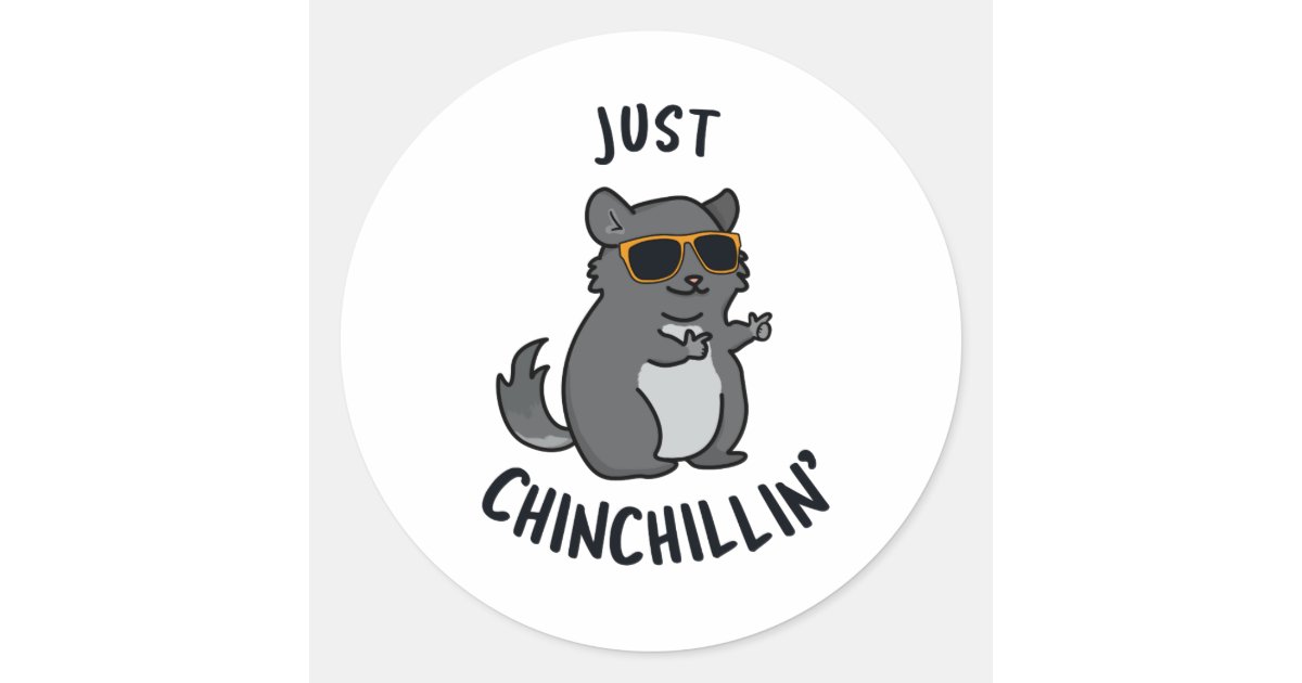 Just Chin-Chillin Funny Chinchilla Pun Classic Round Sticker | Zazzle
