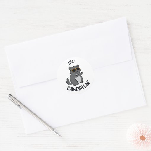 Just Chin-Chillin Funny Chinchilla Pun Classic Round Sticker | Zazzle