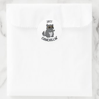 Just Chin-Chillin Funny Chinchilla Pun Classic Round Sticker | Zazzle