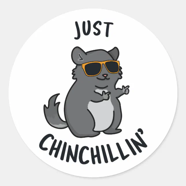 Just Chin-Chillin Funny Chinchilla Pun Classic Round Sticker | Zazzle