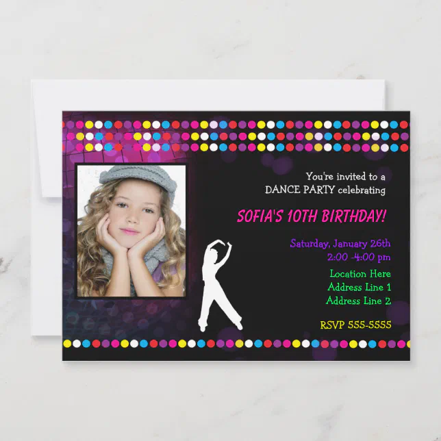 Just Dance Party Disco Ball Photo Party Invitation | Zazzle