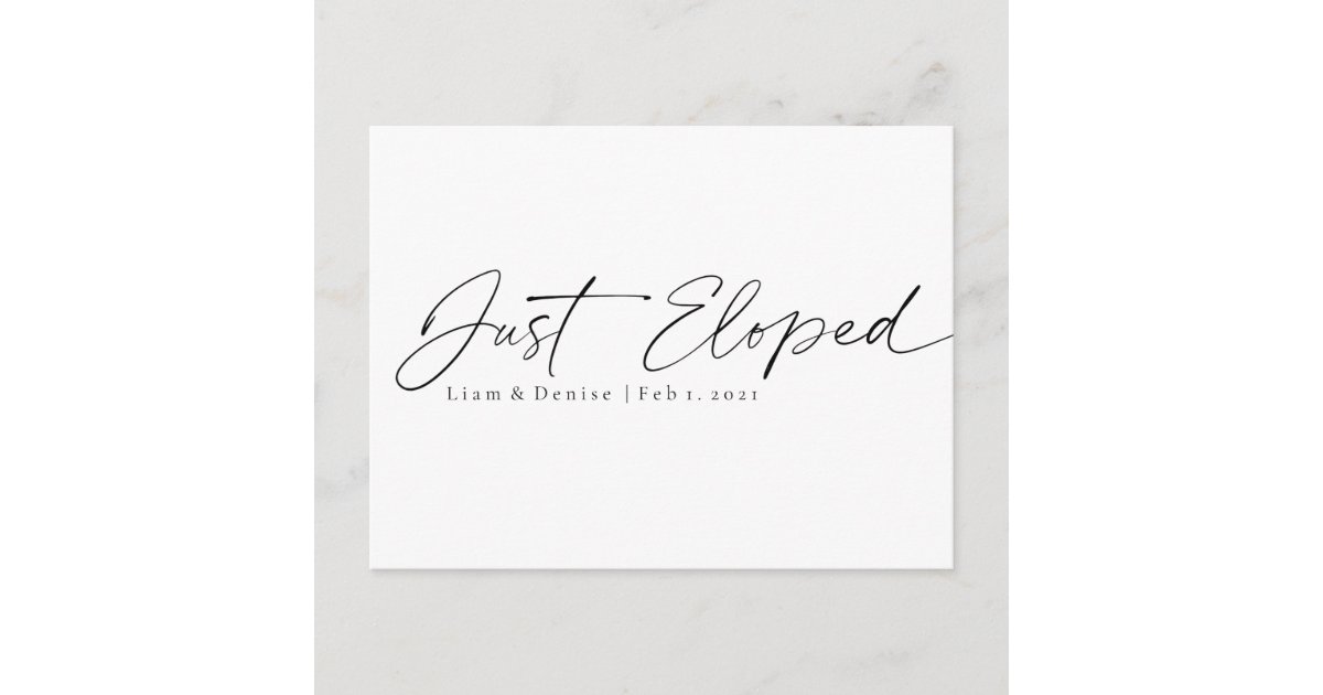 Just Eloped Elegant Script Minimal Announcement Postcard | Zazzle