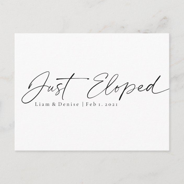 Just Eloped Elegant Script Minimal Announcement Postcard | Zazzle.com