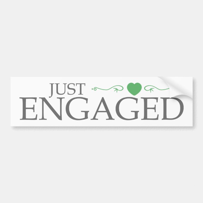 Just Engaged (Green Heart Scroll) Bumper Sticker | Zazzle.com