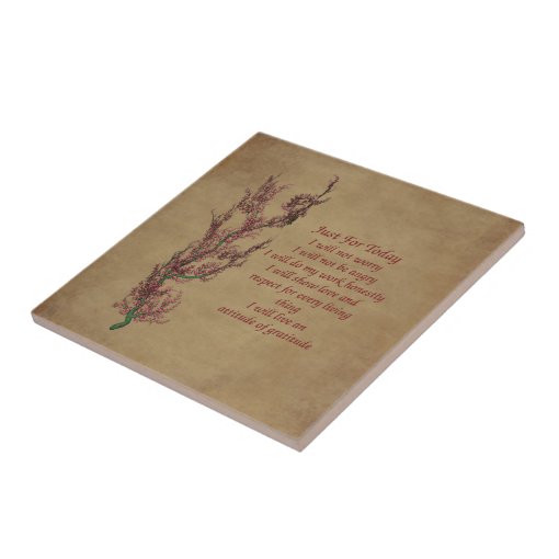 Just For Today Flowers Inspirational Prayer Tile | Zazzle