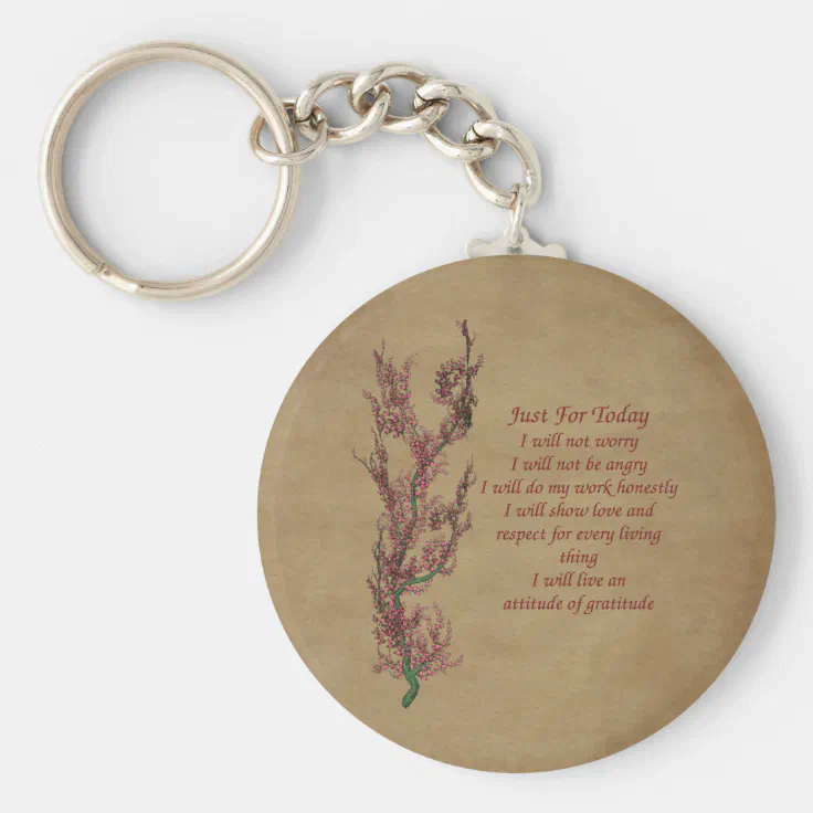 Just For Today Inspirational Quote Keychain | Zazzle