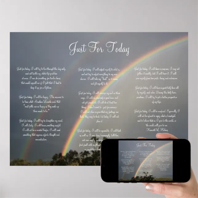 Just for today poster | Zazzle