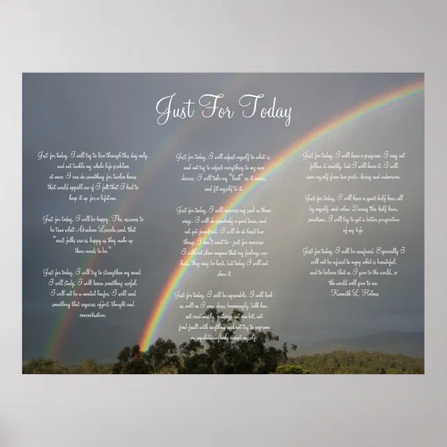 Just for today poster | Zazzle