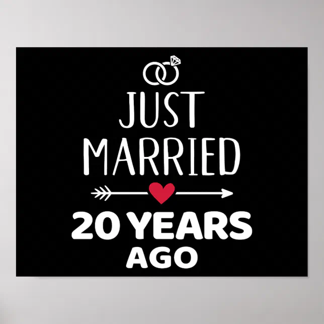 Just married 20 years ago 20th wedding anniversary poster | Zazzle