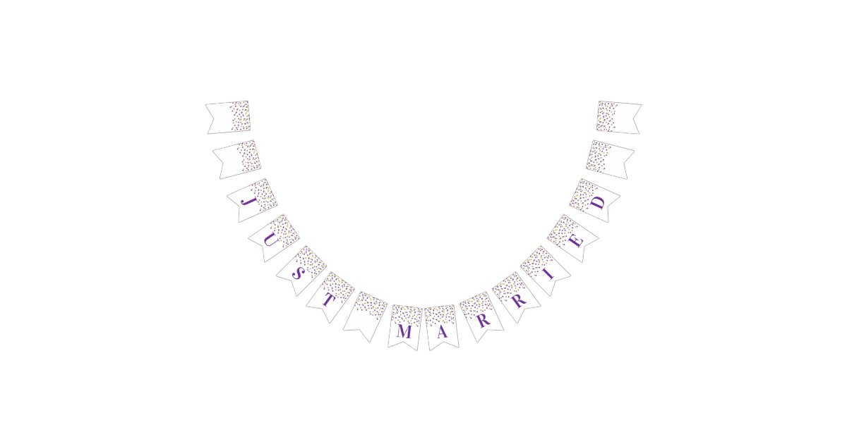 Just Married Banner Gold Silver Confetti | Zazzle
